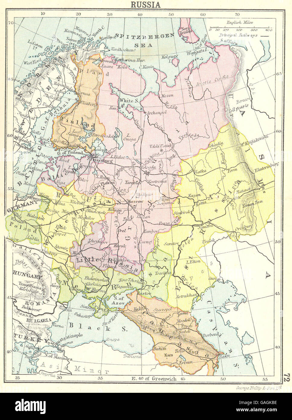 RUSSIA: Russia; Small map, 1912 Stock Photo - Alamy