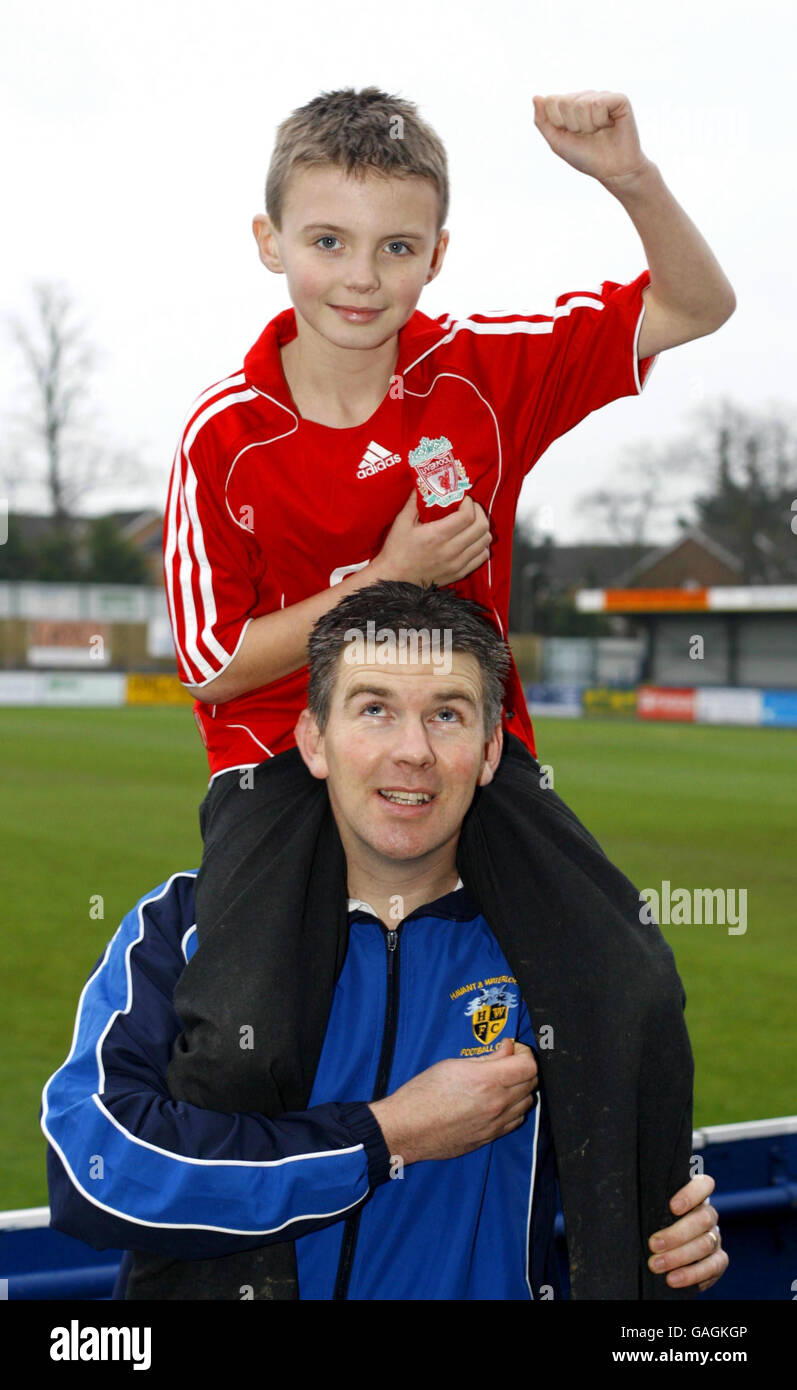 Liverpool fan Jake Gale squares up to his father Shaun, manager of ...