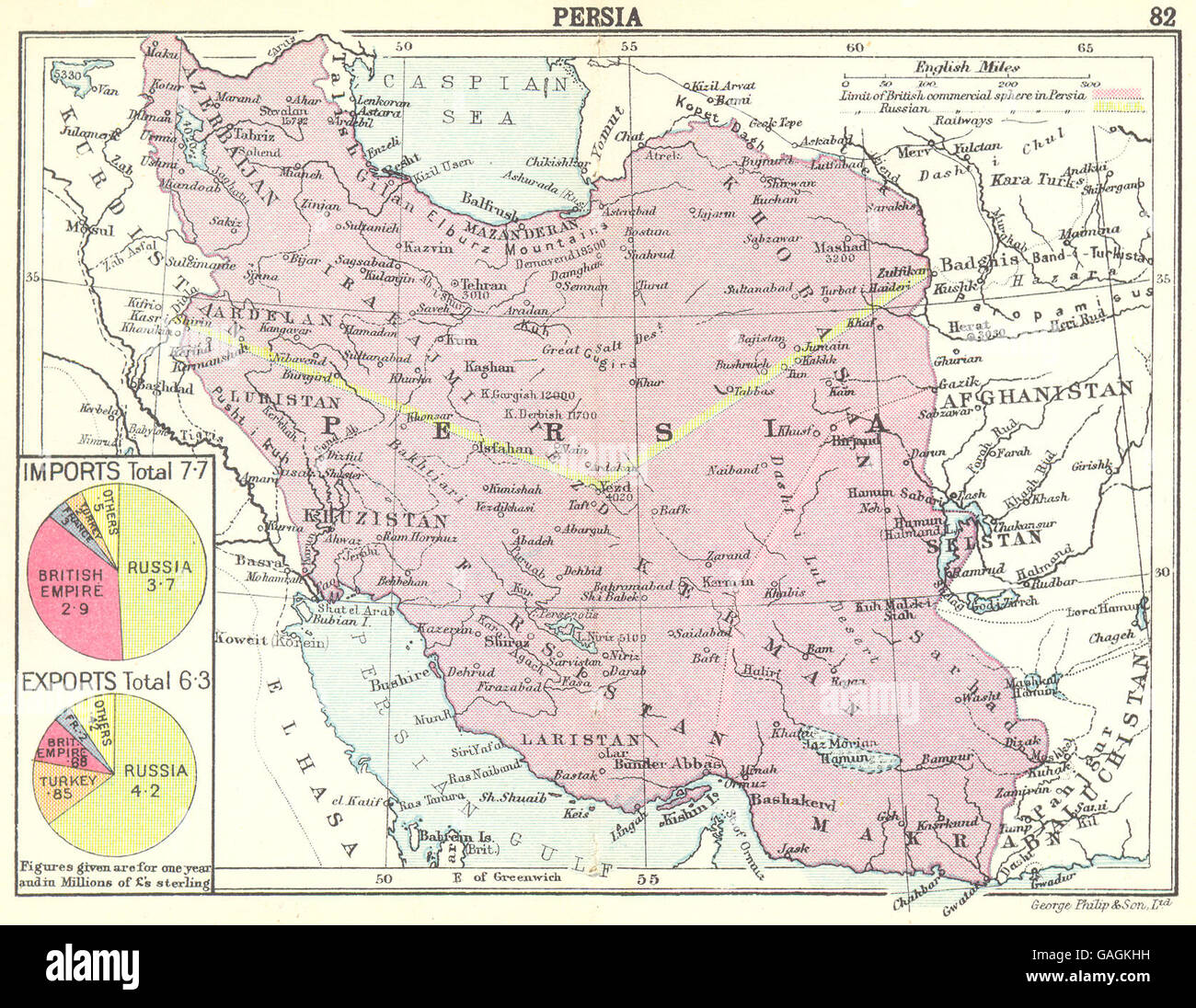 IRAN: Iran; Small map, 1912 Stock Photo - Alamy