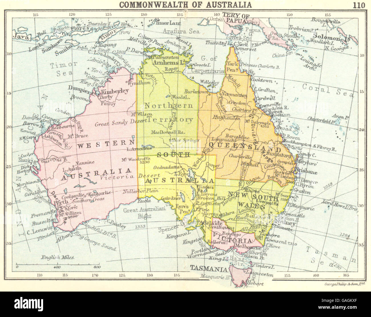 AUSTRALIA: Commonwealth of Australia; Small map, 1912 Stock Photo - Alamy