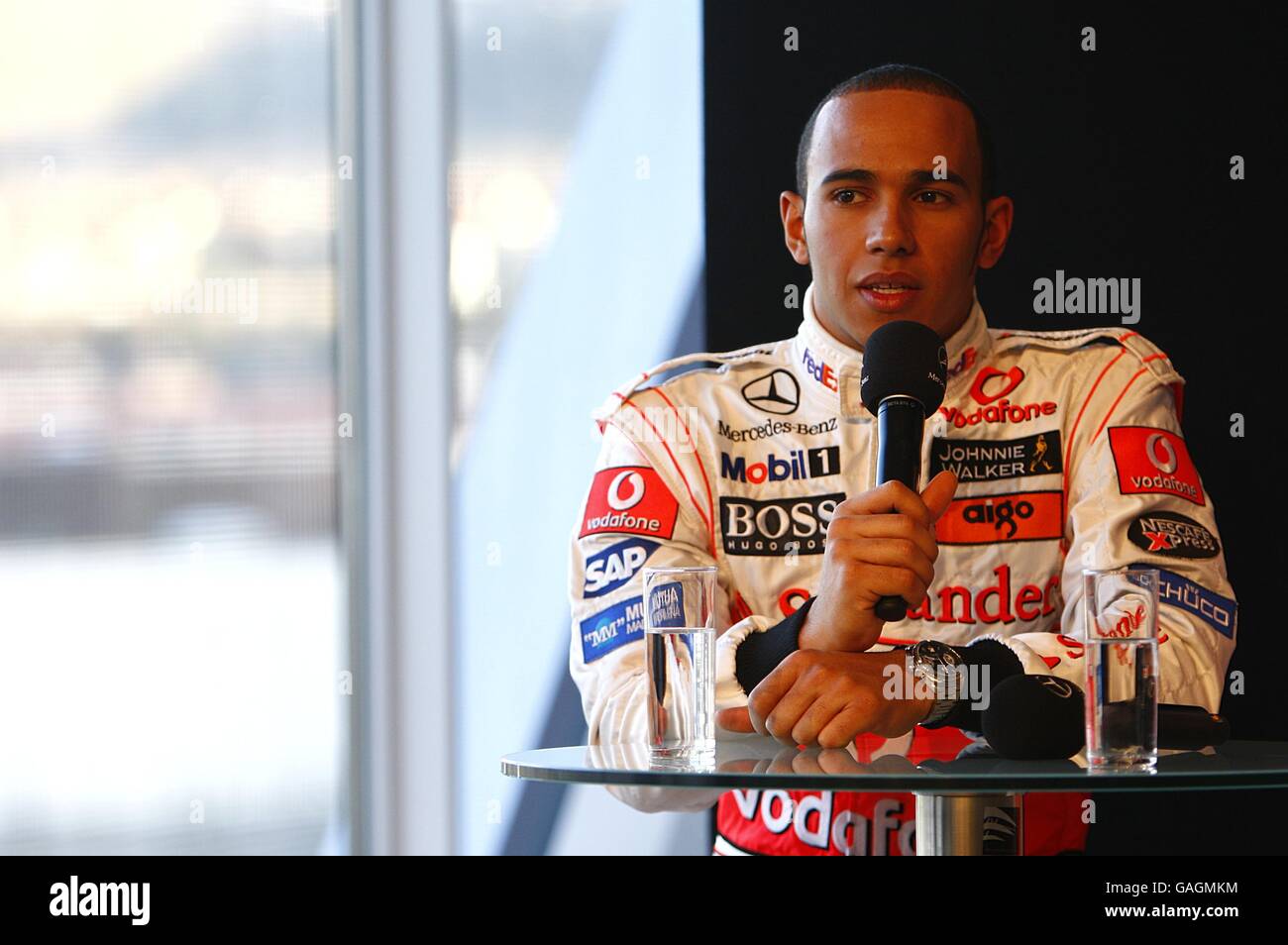 Vodafone McLaren Mercedes driver Lewis Hamilton during a press ...