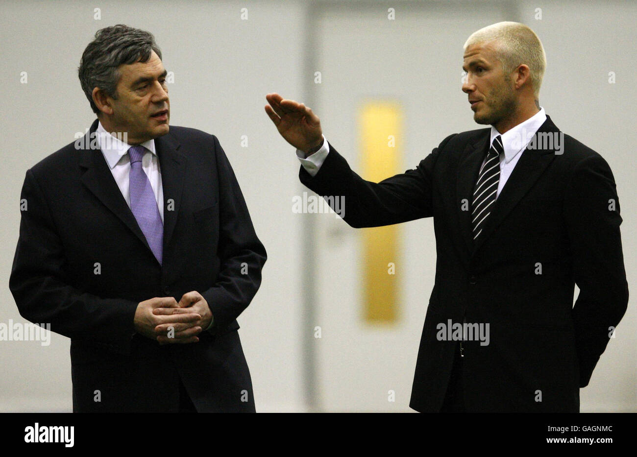 Gordon brown visits david beckhams academy hi-res stock photography and ...