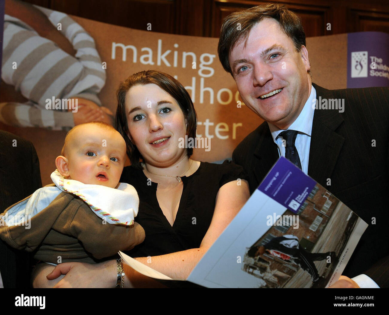 Children's Secretary Ed Balls with Jess Lee, 19, and her eight-month ...