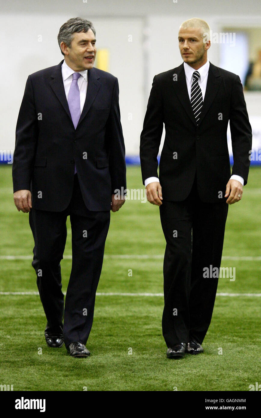 Gordon brown visits david beckhams academy hi-res stock photography and ...