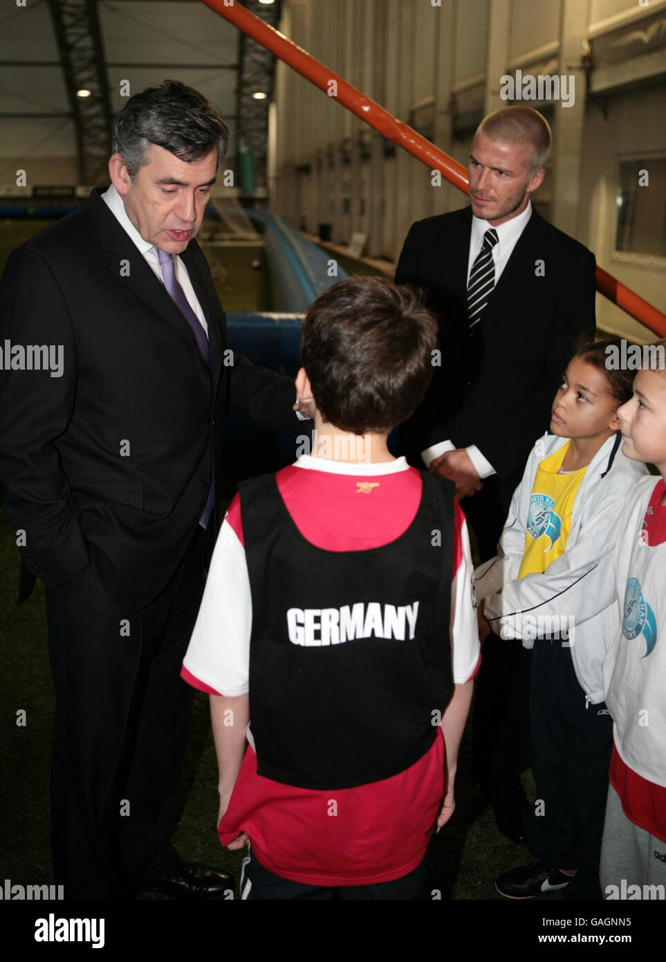 Gordon brown visits david beckhams academy hi-res stock photography and ...