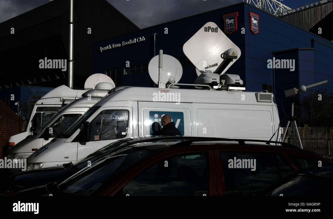 TV Broadcast vehicles Stock Photo - Alamy