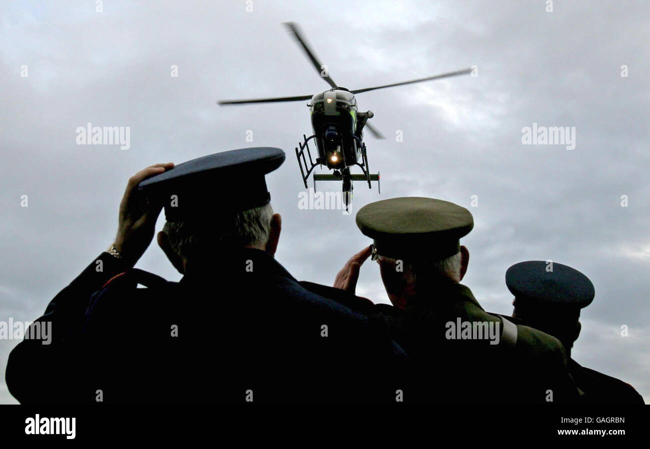 Senior Gardai watch as the new seven million euro Garda helicopter ...