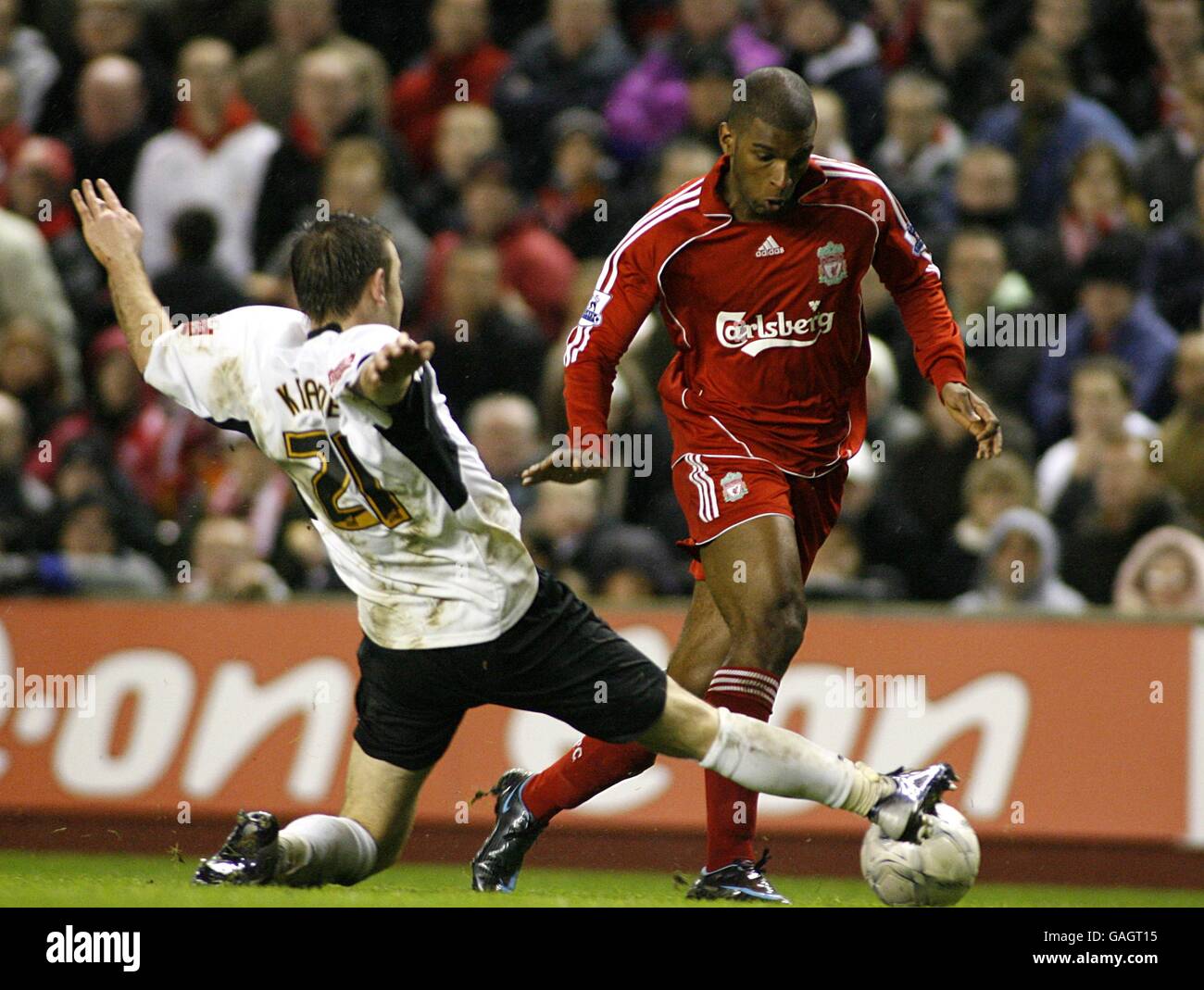 Liverpools ryan babel and luton towns keith keane left hi-res stock ...