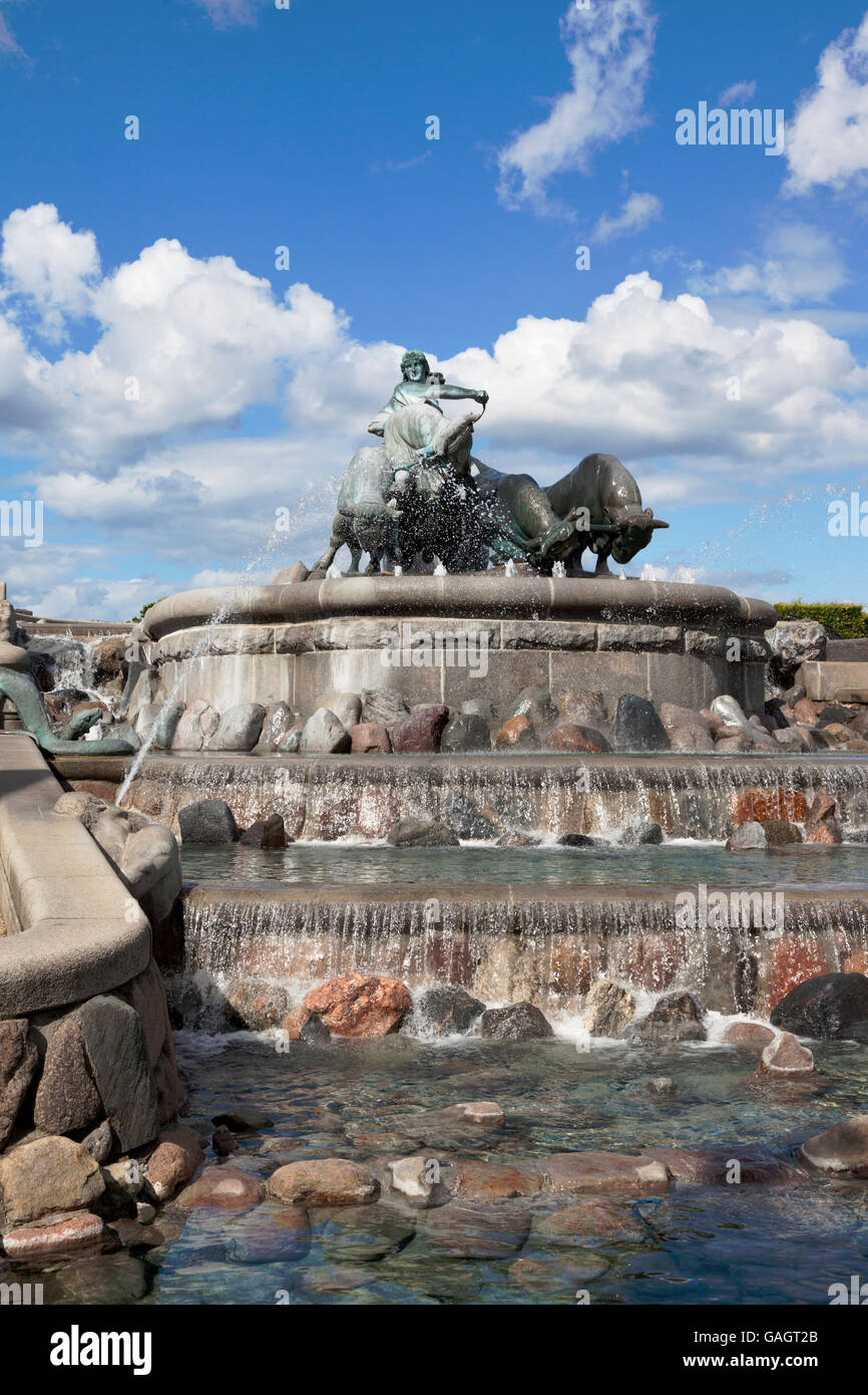 The Gefion Fountain (Gefionspringvandet) on the harbour front at the ...