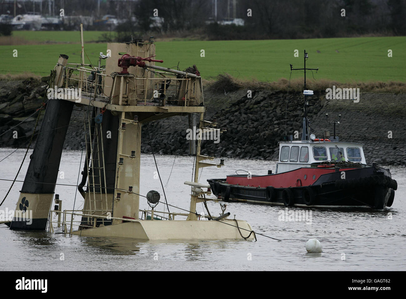 The top of the Flying Phantom Tug is visible as the barge, GPS Atlas ...