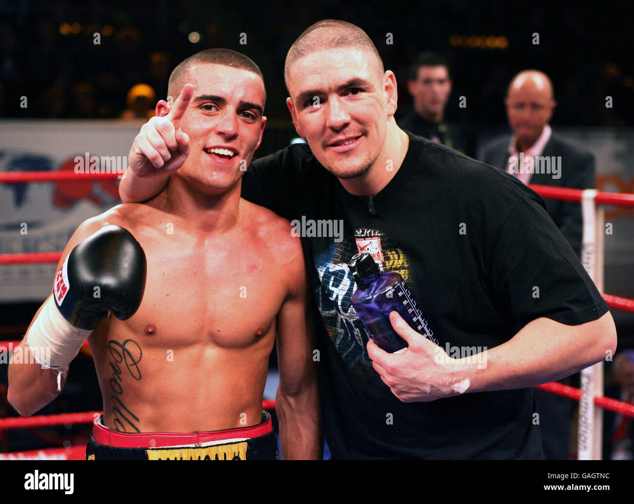 Boxer Anthony Crolla (Manchester) with trainer Anthony Farnell after ...