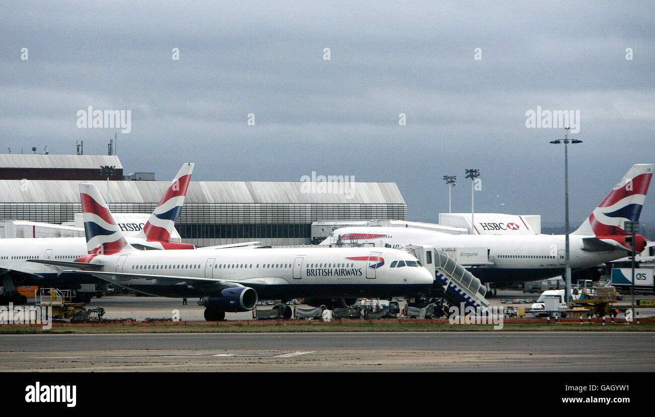 British Airways planes parked at their stands at Heathrow airport two ...