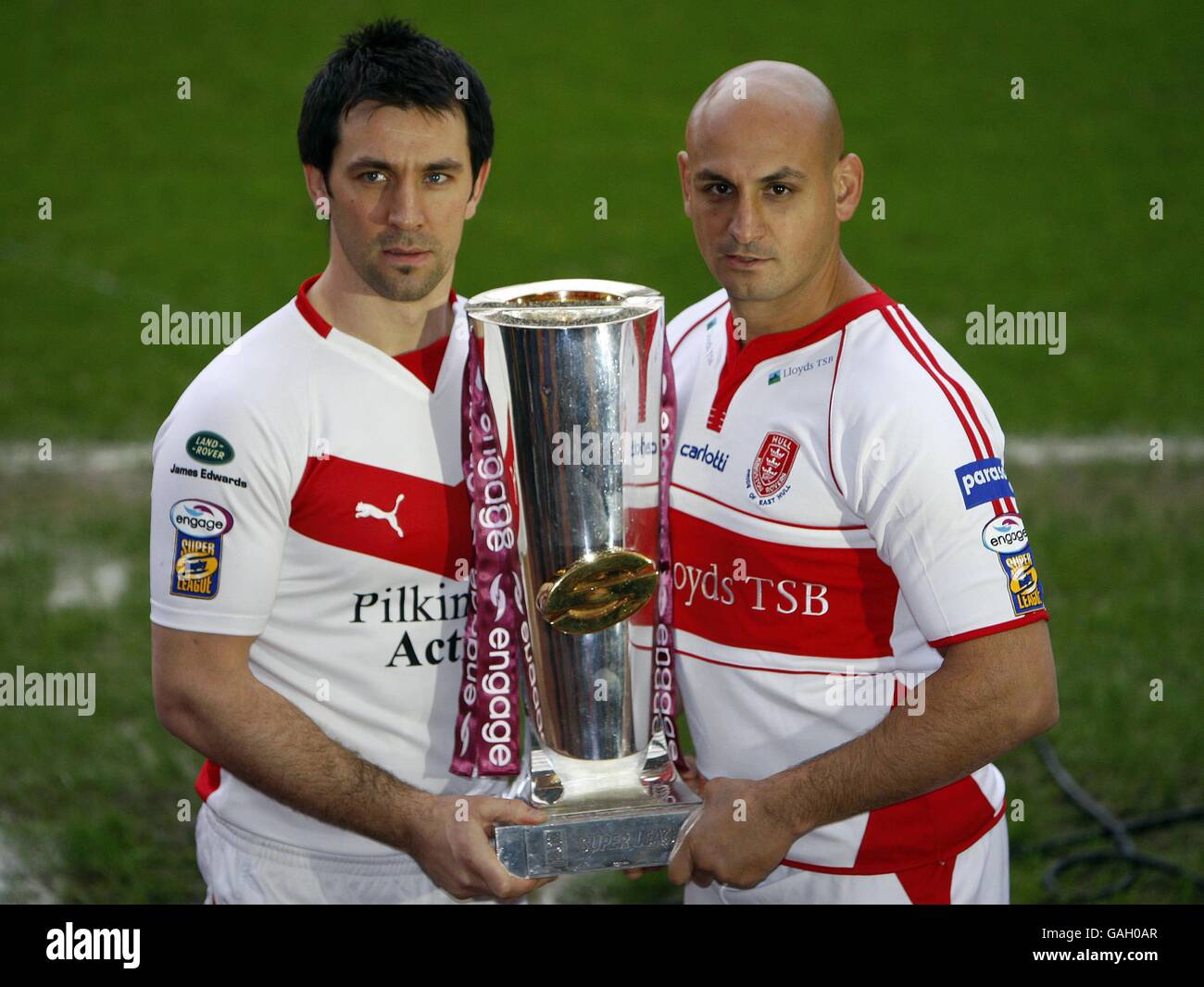 Hull KR's Michael Veller (right) and St Helens' Paul Sculthorpe during ...