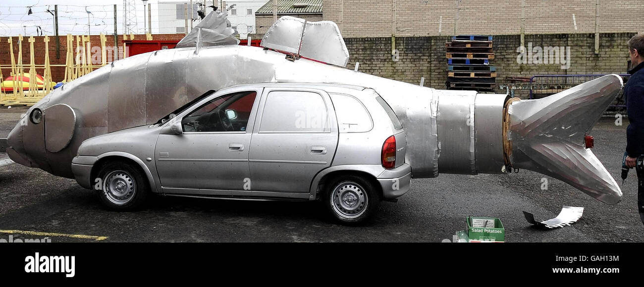 An eye-catching car customised as a giant fish which was taken to the ...