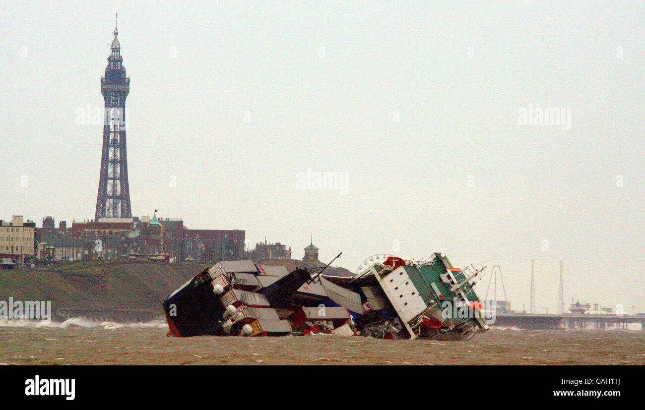 The Irish ferry Riverdance that ran aground in Blackpool Stock Photo ...