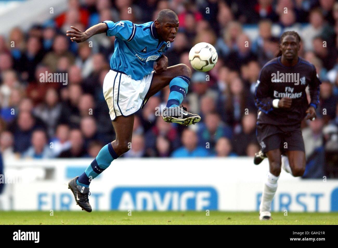 Shaun Goater of Manchester City goes on the attack for Manchester City ...