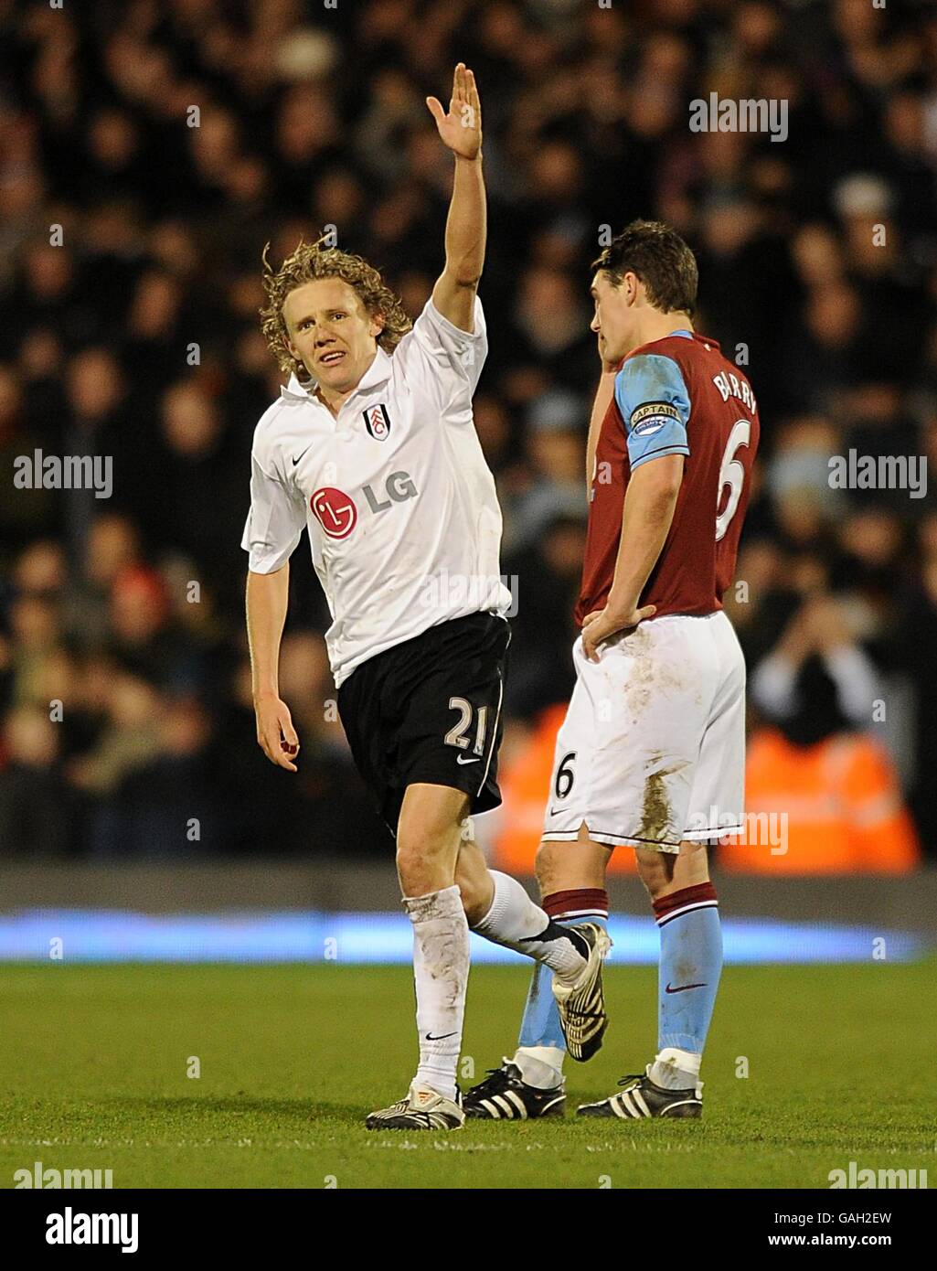 Fulham's Jimmy Bullard celebrates scoring his sides second goal of the ...
