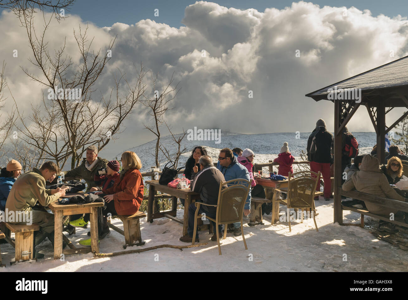 Athens, Greece 02 January 2016. People relaxing drinking coffee at ...