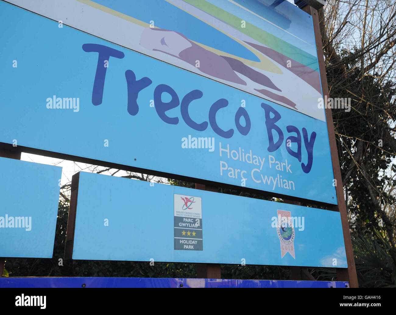 The sign for Trecco Bay Holiday Park at Porthcawl, bought by past ...