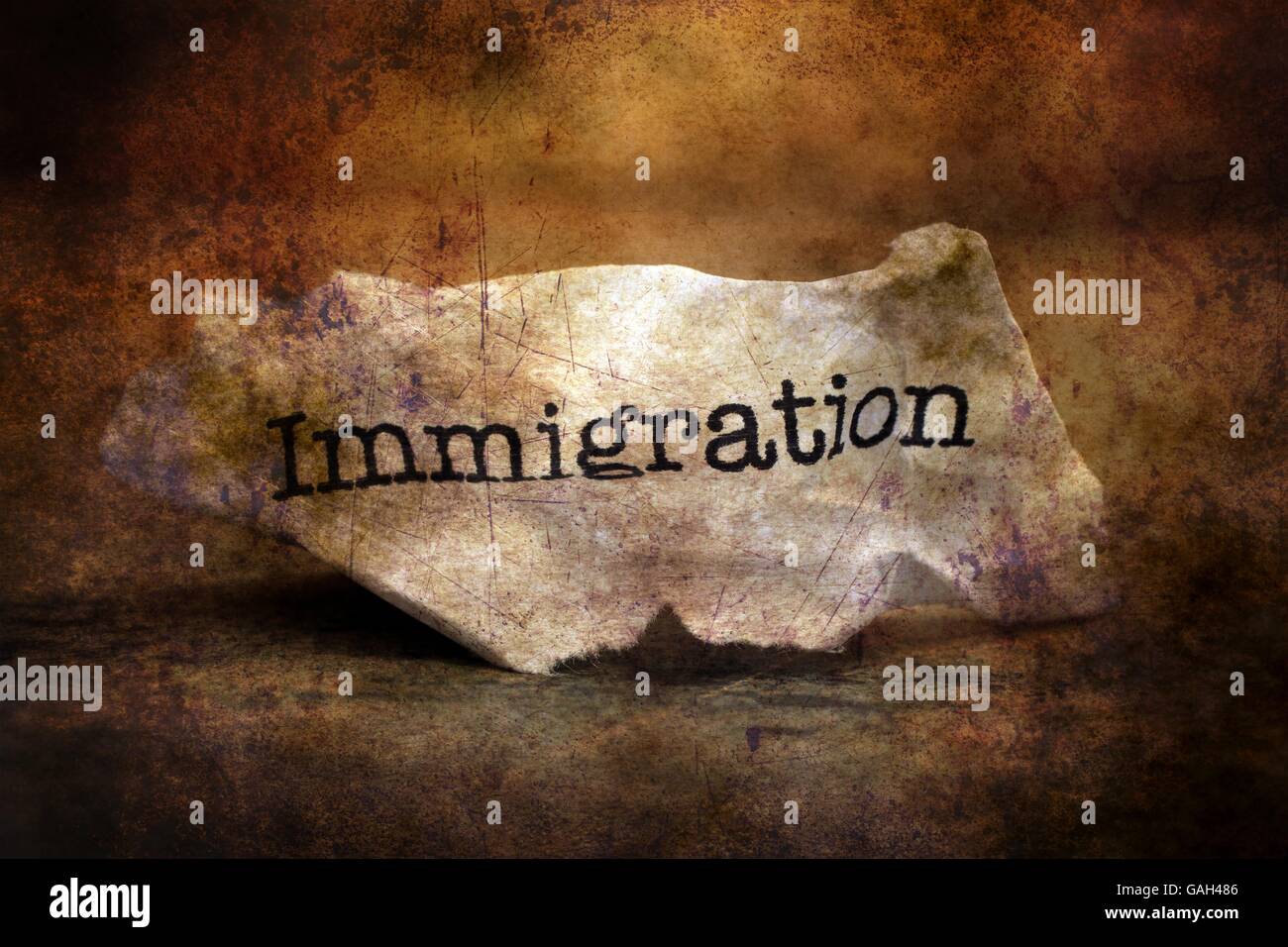 Immigration paper trash grunge concept Stock Photo - Alamy