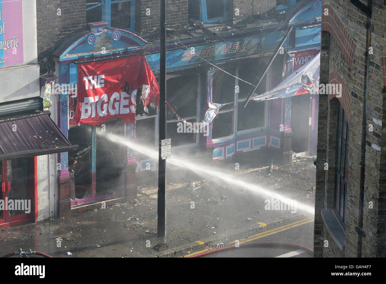 The scene along Camden High Street after a large fire ripped through ...