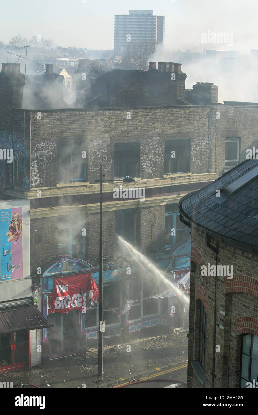 The scene along Camden High Street after a large fire ripped through ...