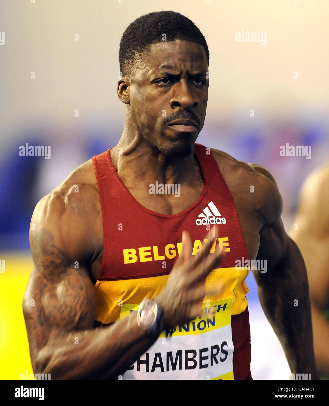 Dwain Chambers is a comfortable winner of his 60m Heat during the ...