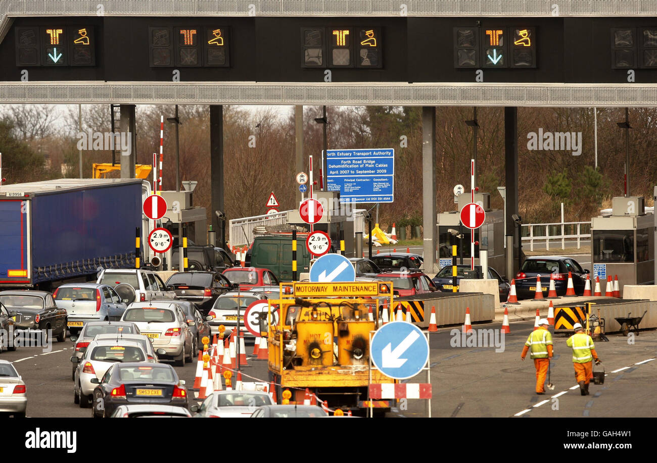 Toll bridge ends fees Stock Photo - Alamy