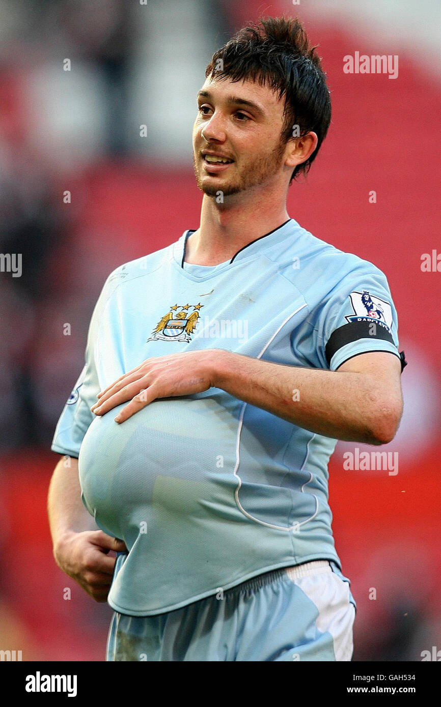 Manchester City's Stephen Ireland with the match ball following the ...