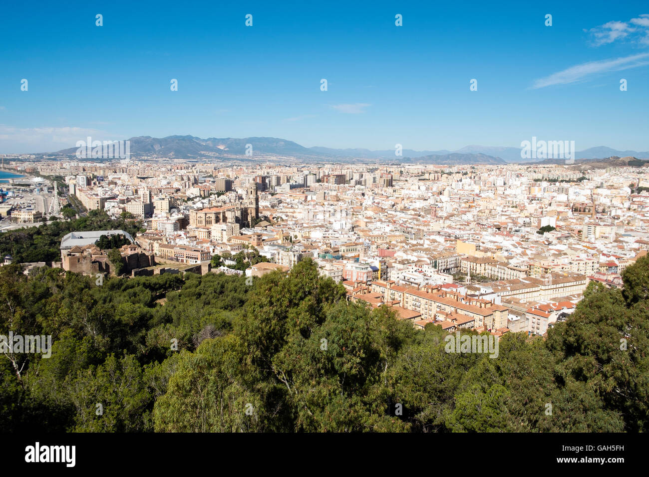 Castillo de gibralfaro with view about the town hi-res stock ...
