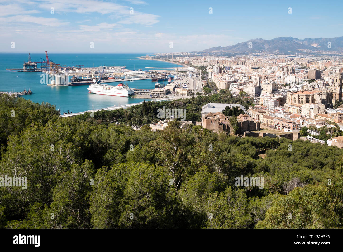 Castillo de gibralfaro with view about the town hi-res stock ...