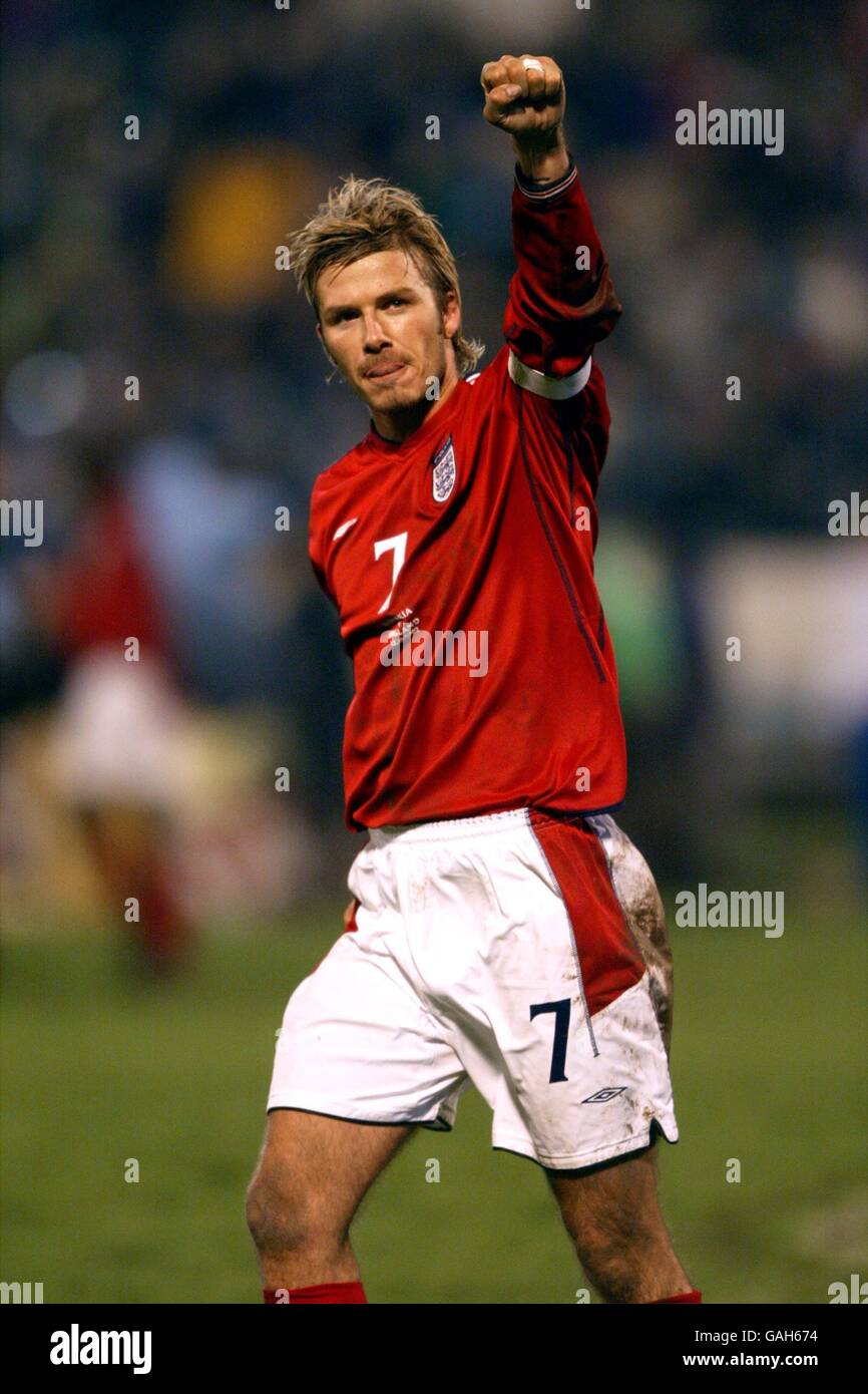 David beckham celebrates victory england hi-res stock photography and ...