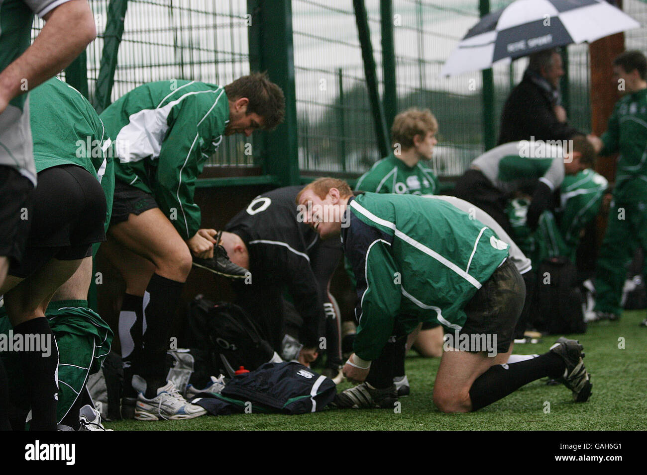 Ireland rugby team during a training session at university college hi ...