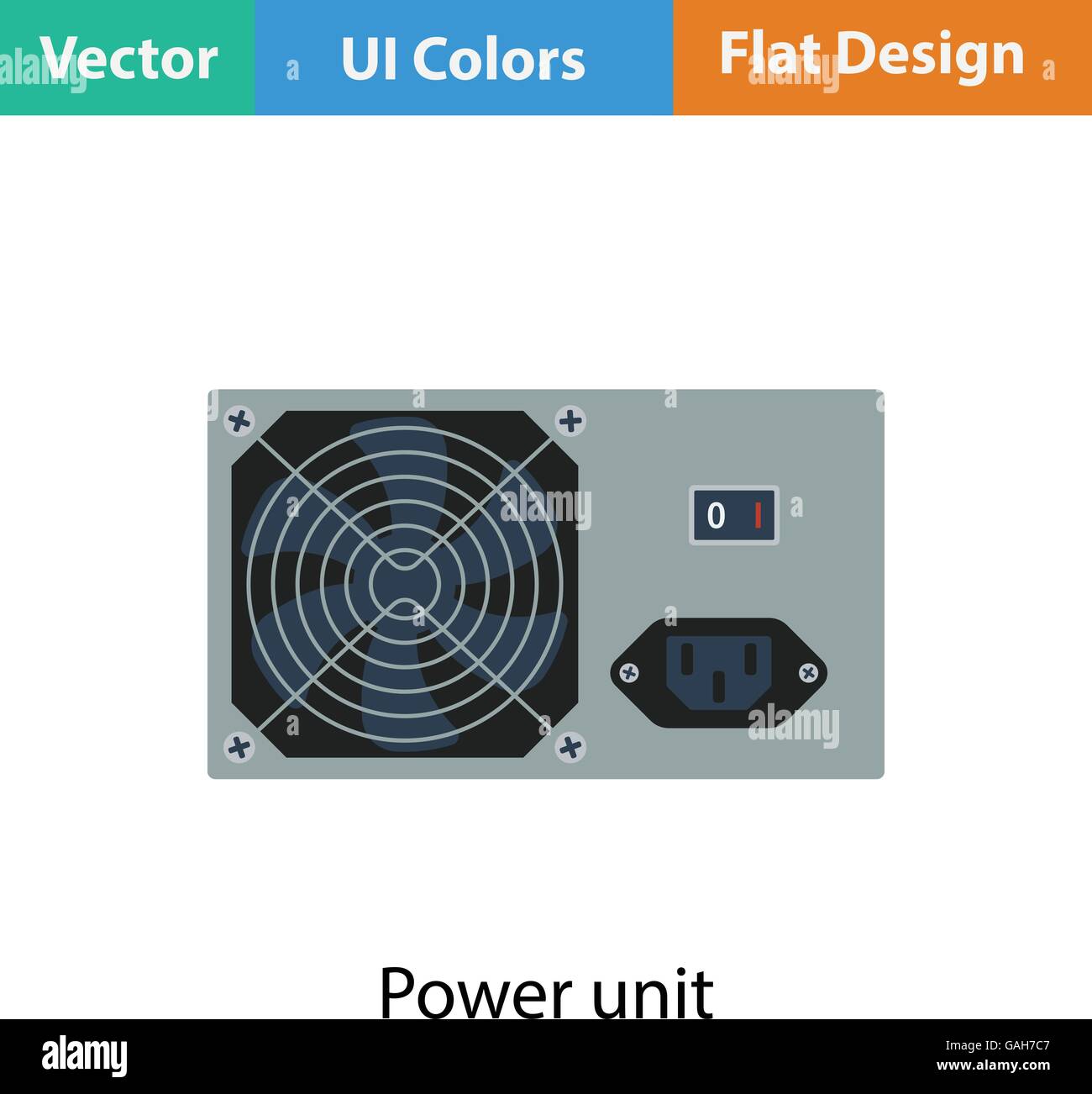 Power unit icon. Flat color design. Vector illustration Stock Vector ...