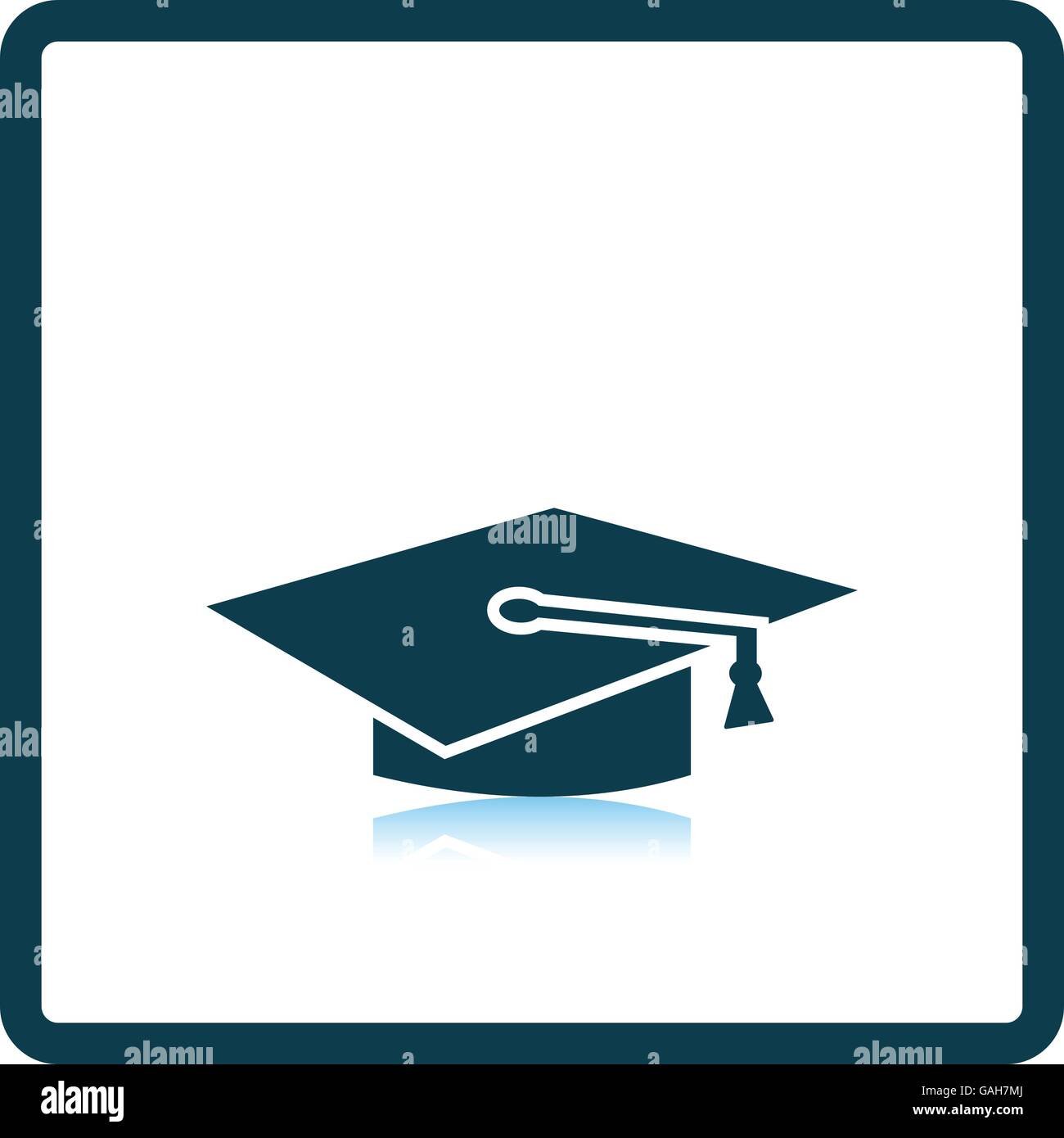 Icon of Graduation cap. Shadow reflection design. Vector illustration ...