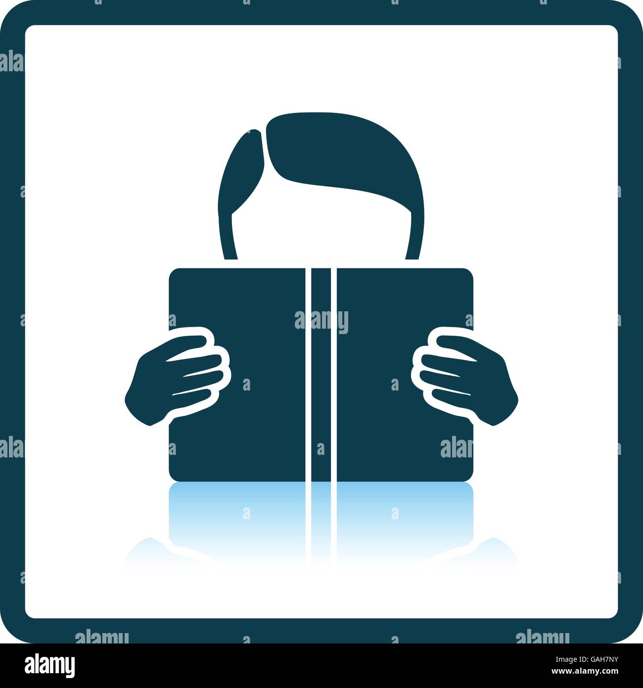 Icon of Boy reading book. Shadow reflection design. Vector illustration ...