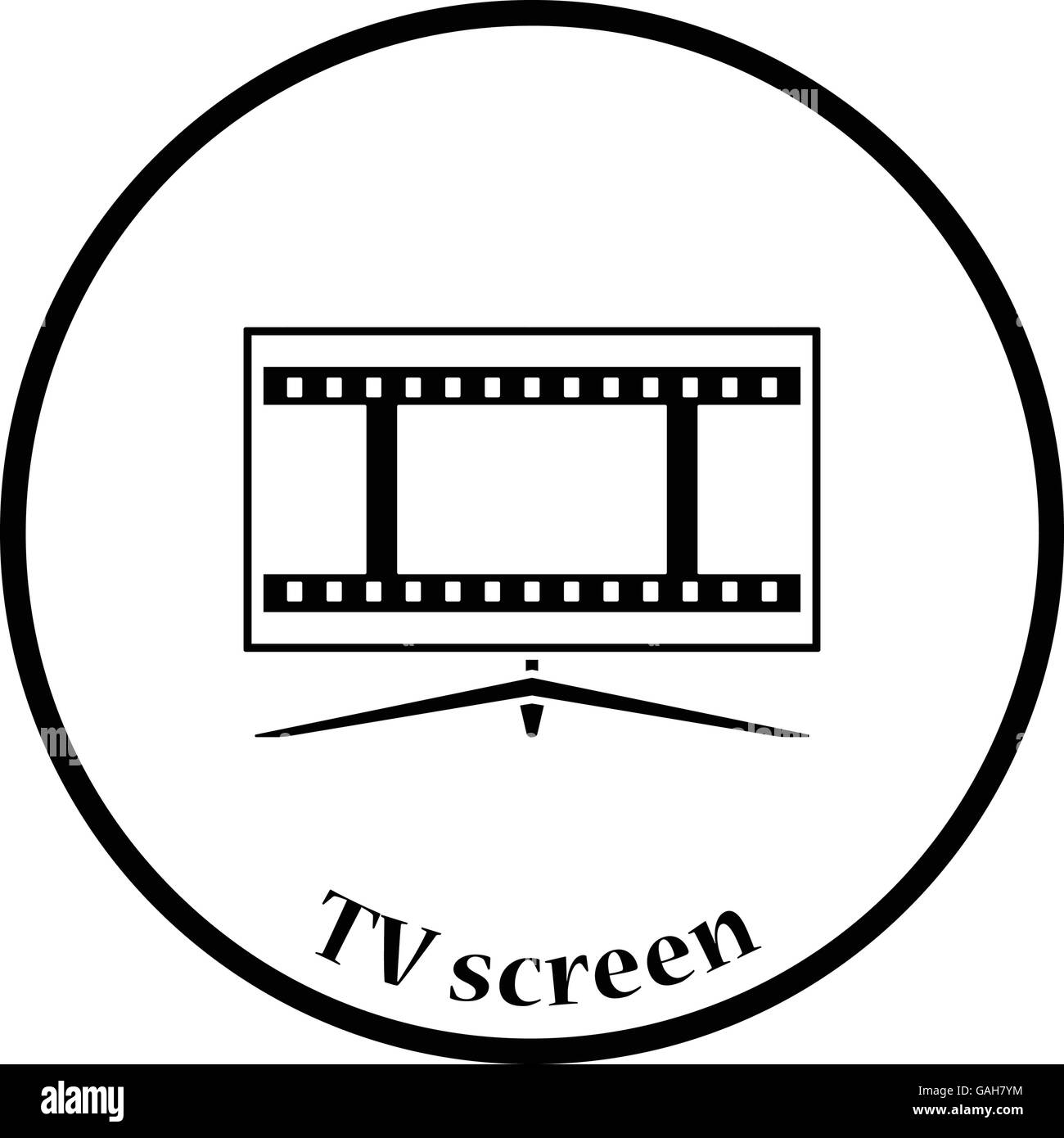 Cinema TV screen icon. Thin circle design. Vector illustration Stock ...
