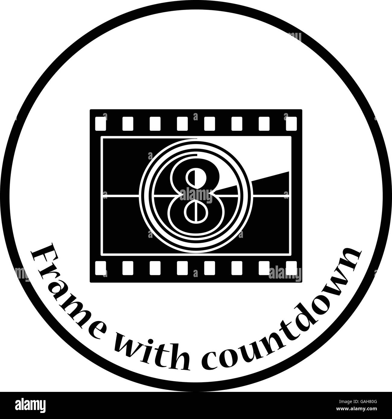 Movie frame with countdown icon. Thin circle design. Vector ...