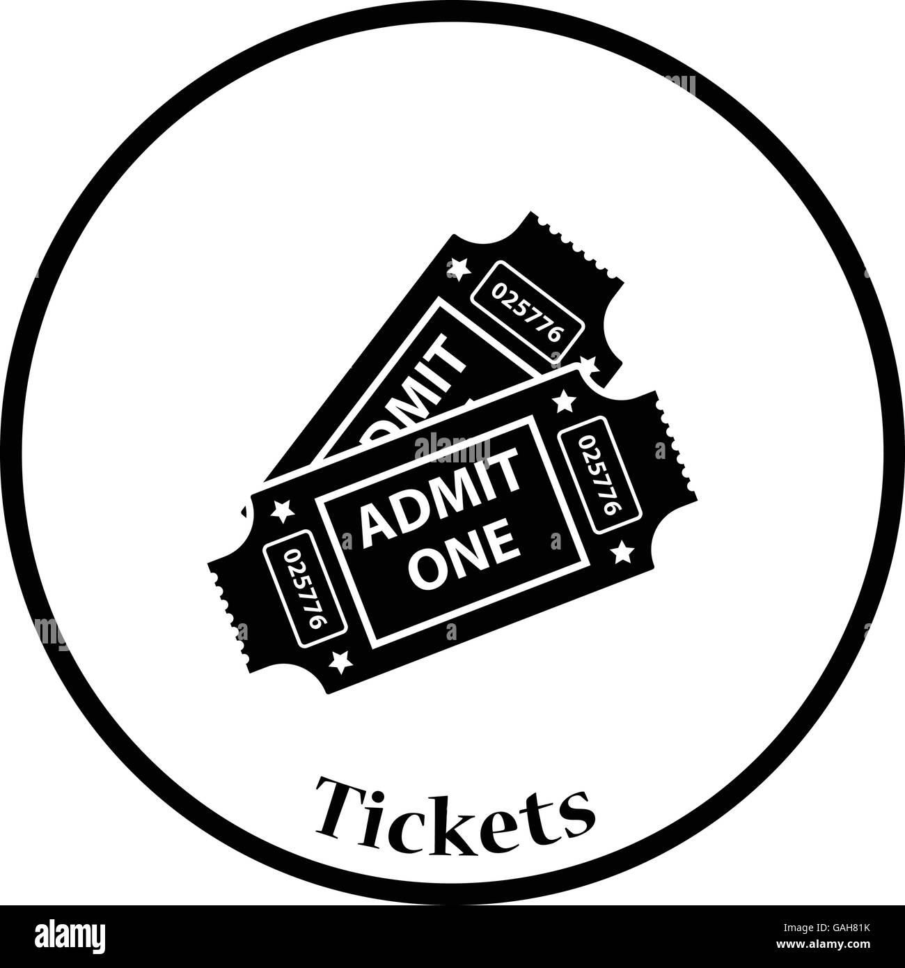 Cinema tickets icon. Thin circle design. Vector illustration Stock ...
