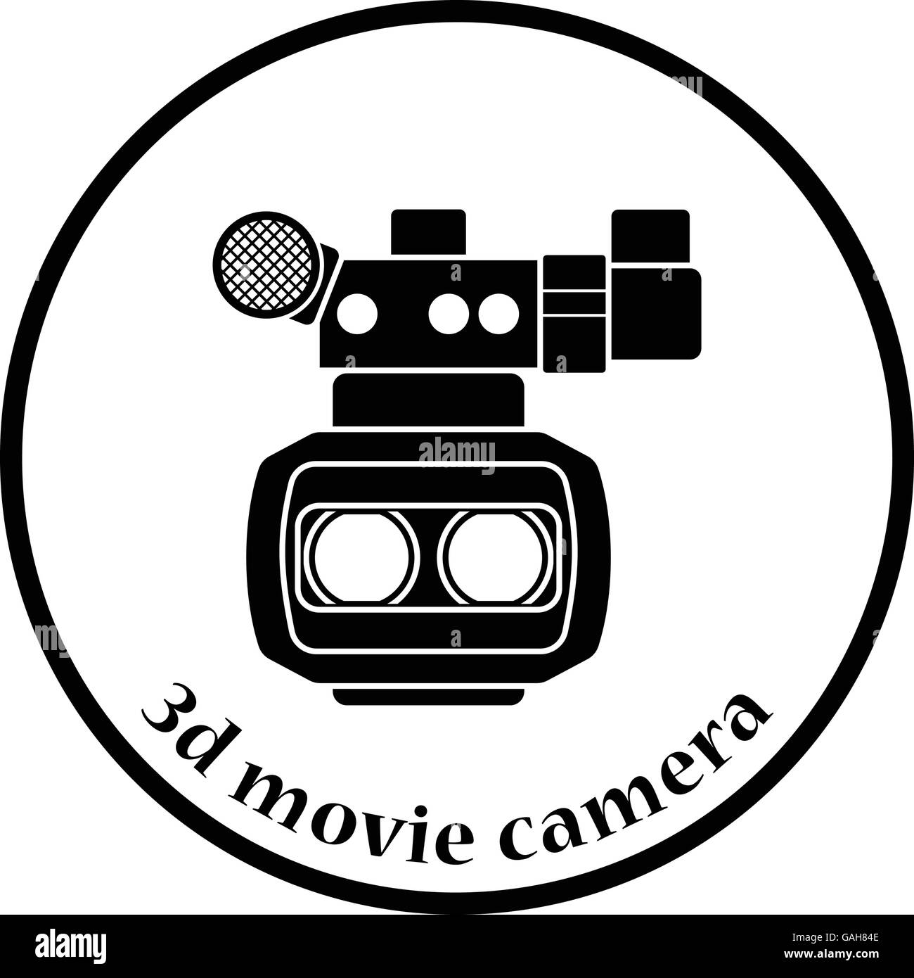 3d movie camera icon. Thin circle design. Vector illustration Stock ...