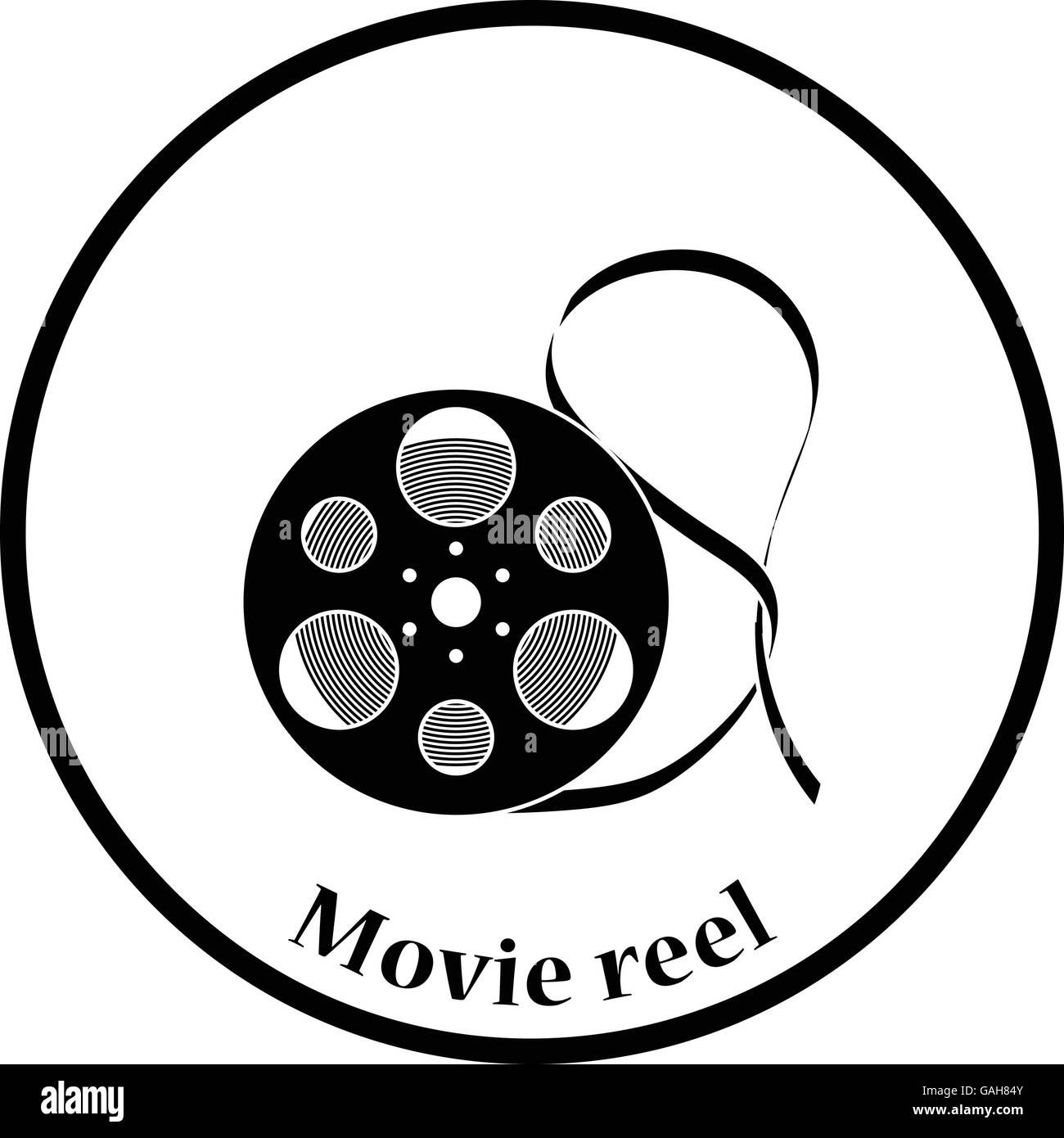Movie reel icon. Thin circle design. Vector illustration Stock Vector ...