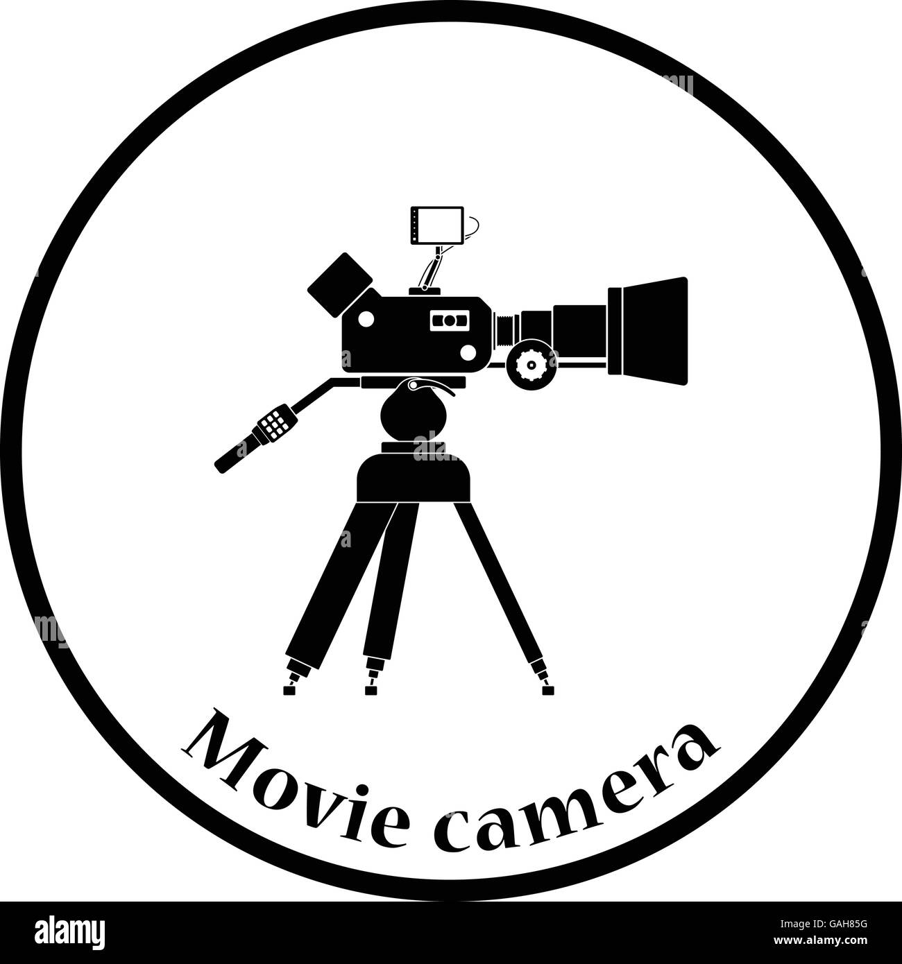 Movie camera icon. Thin circle design. Vector illustration Stock Vector ...