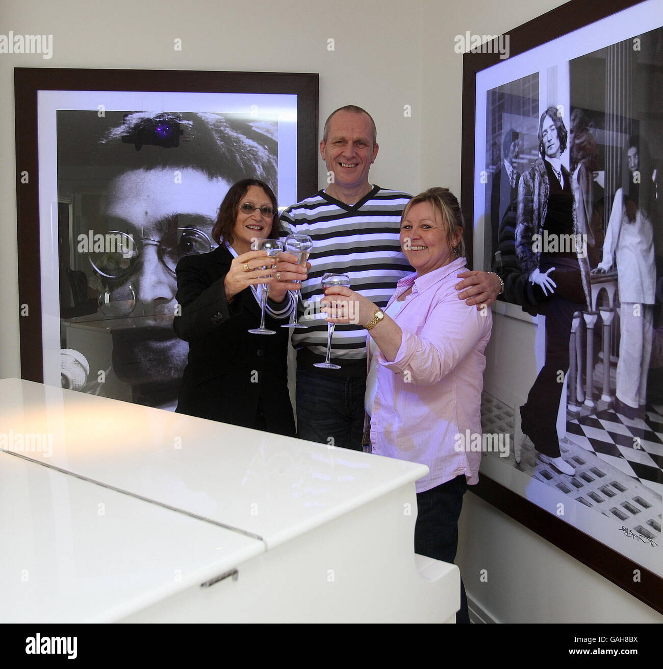 Julia Baird (left), John Lennon's half sister, with Peter Carswell and ...