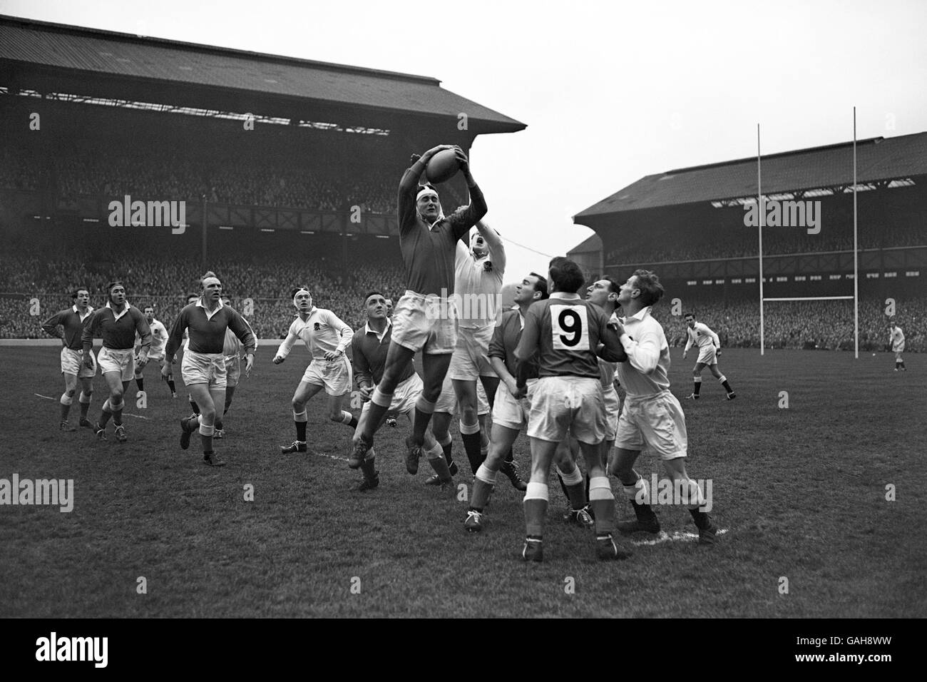 Line out full length rugby union Black and White Stock Photos & Images ...