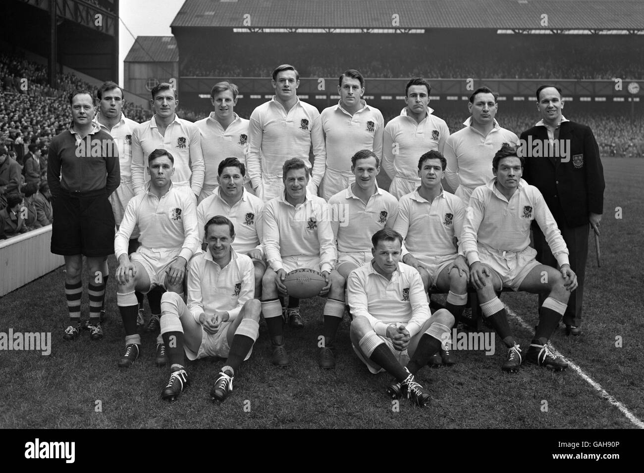 Back row standing, left to right: Williams, the referee, Peter Robbins ...