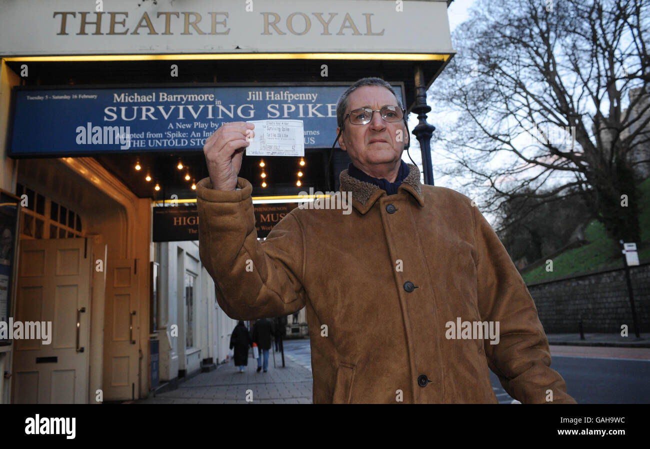 Terry Lubbock with his theatre ticket before he attends the first night ...