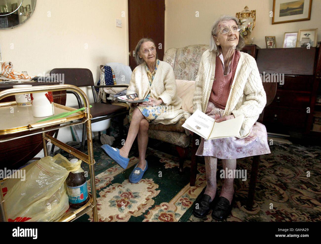 Alice Horsman,100, right, and sister Annie Horsman, 106, who were ...