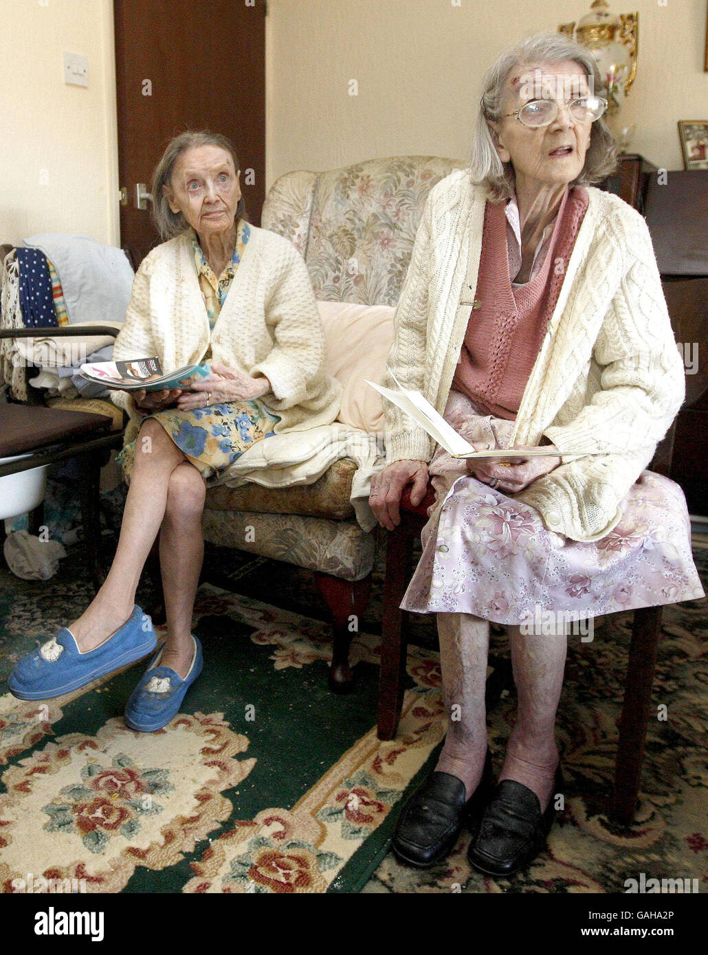 Alice Horsman,100, right, and sister Annie Horsman, 106, who were ...