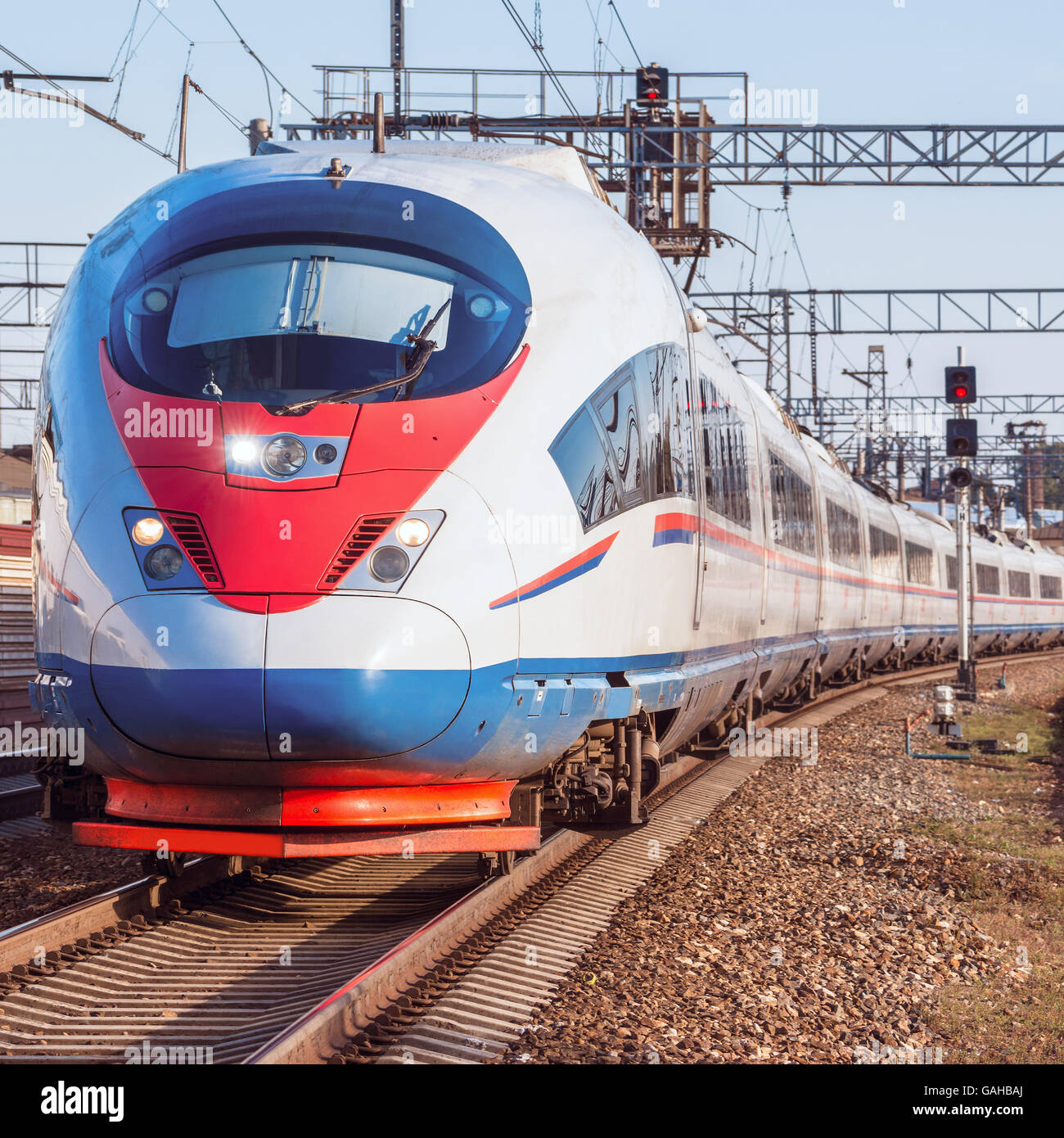 Modern high-speed train departs from Moscow. Russia Stock Photo - Alamy