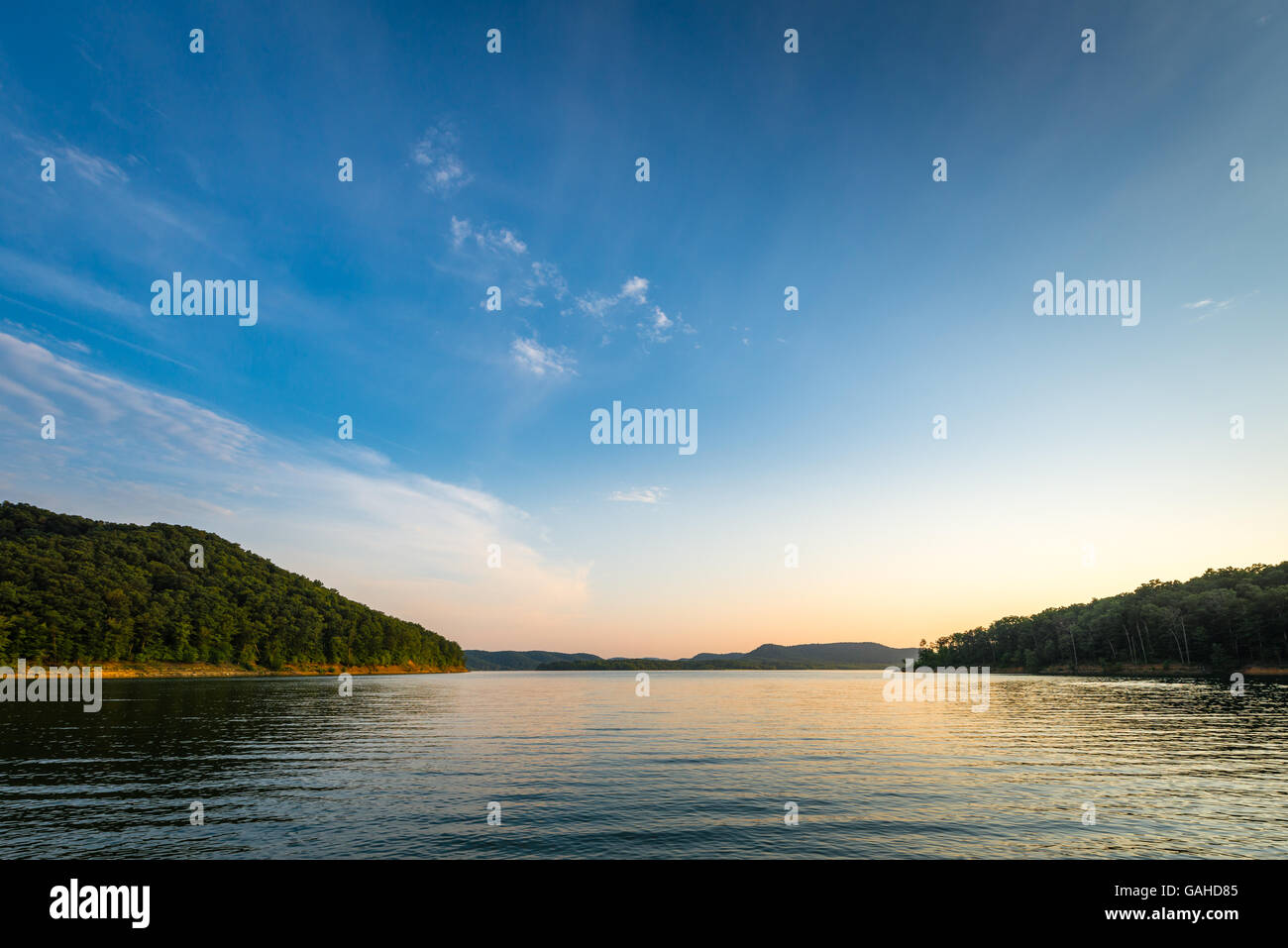 An amazingly colorful sunset over Cave Run Lake in the Daniel Boone ...